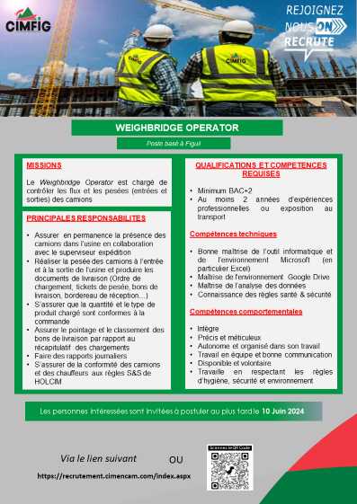 CIMENCAM – Weighbridge Operator #agent_lo..